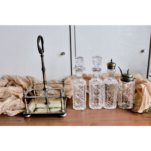 Vintage | Dining | Antique Crystal Silver Plated Atkin Brothers ...